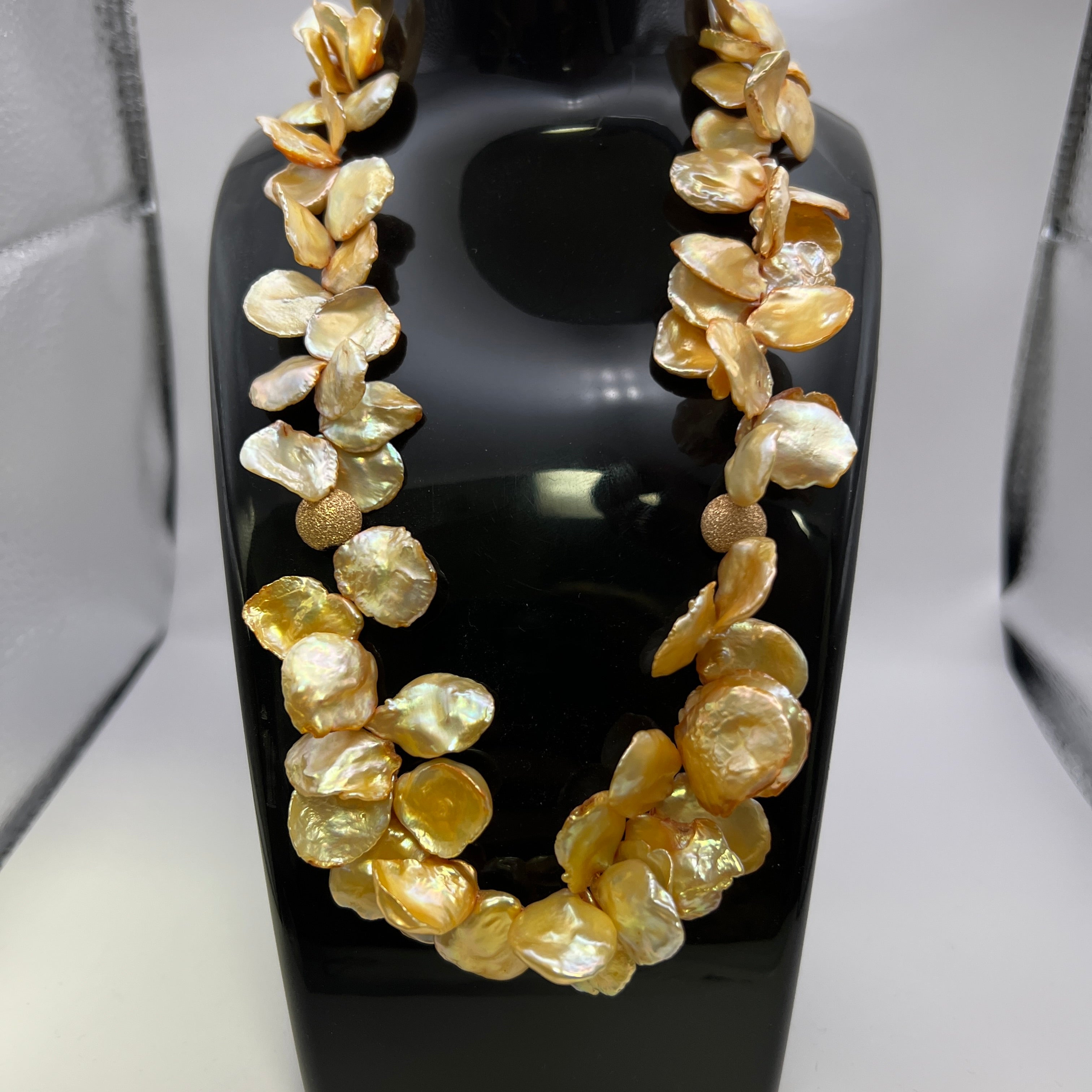 BabS Creation 14kt Gold Clasp and beads with golden Keishi Pearls 16 ...